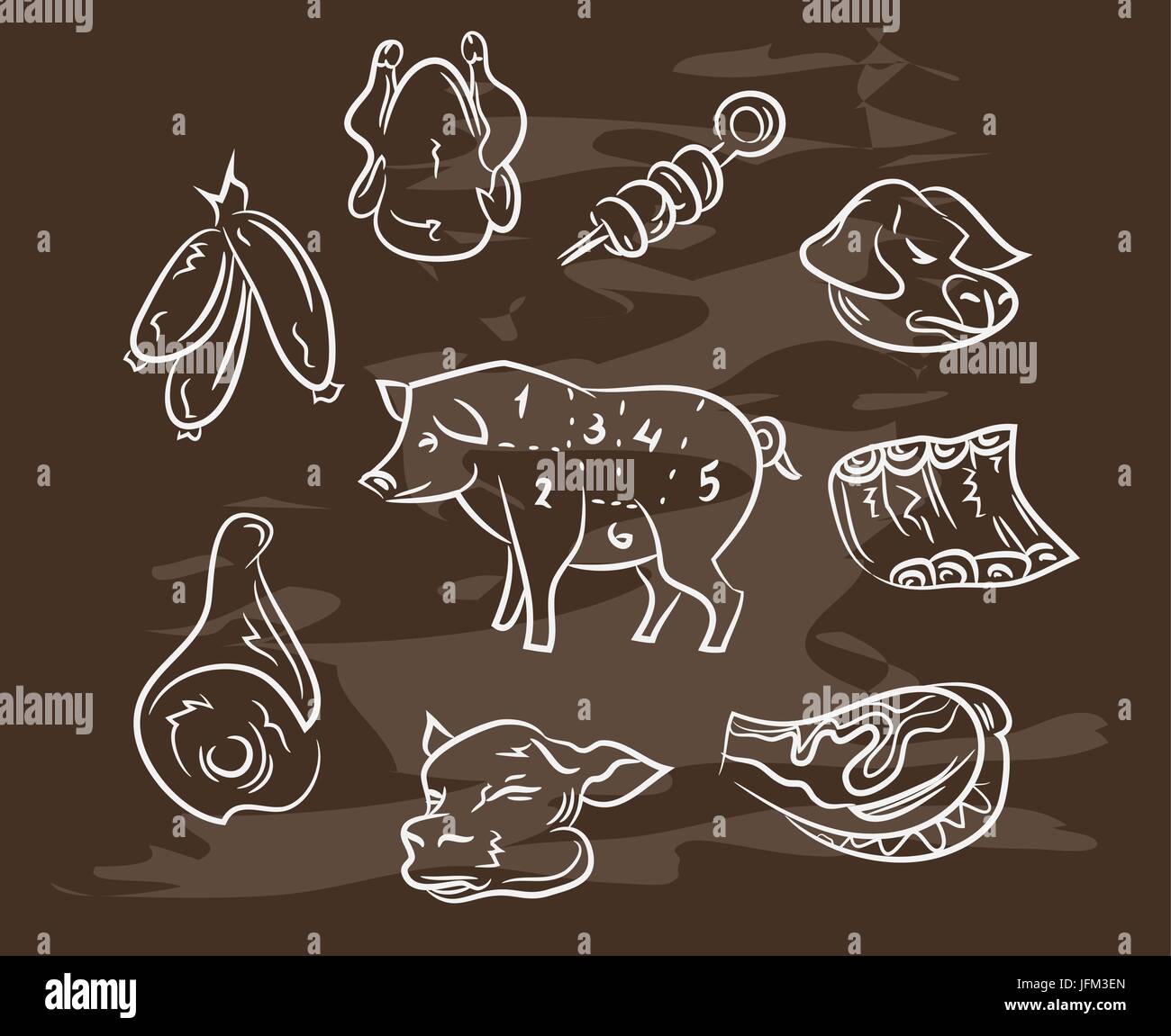Collection of hand-drawn meat on blackboard. Retro vintage style Stock ...