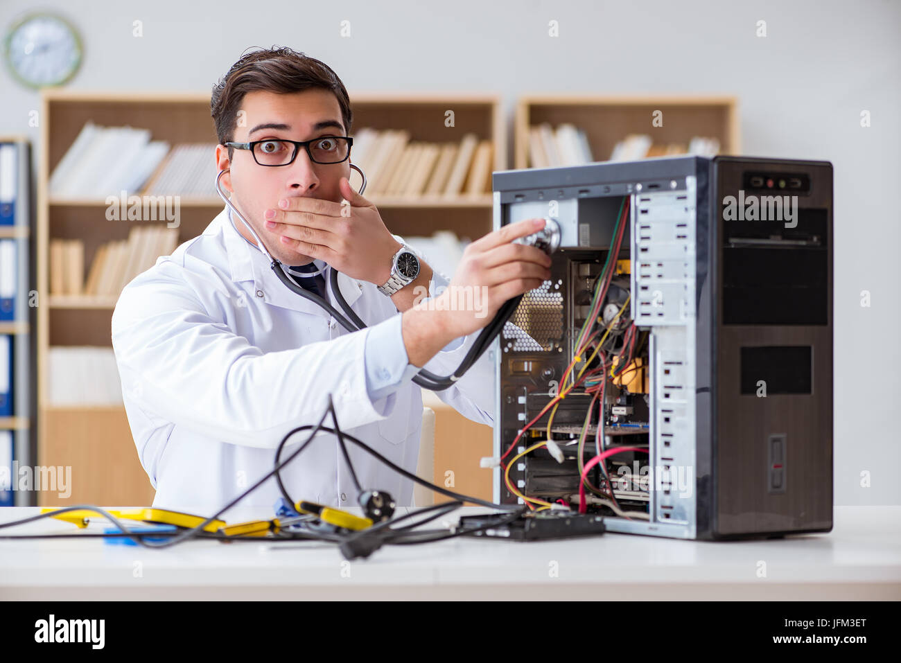 IT technician repairing broken pc desktop computer Stock Photo - Alamy