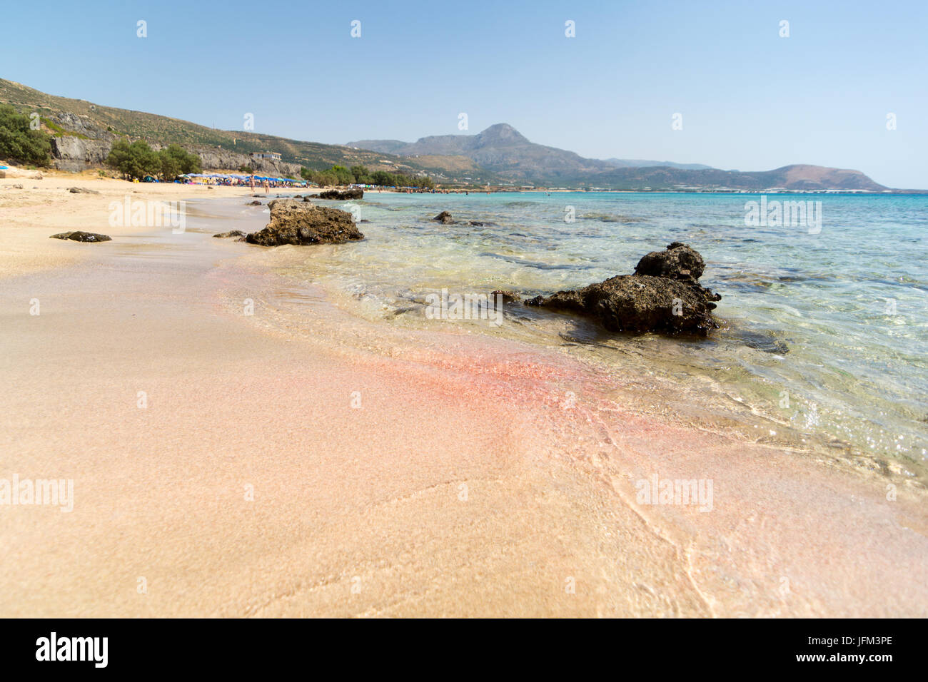 The sandy beach of Falassarna in north west Crete, Greece, contains ...