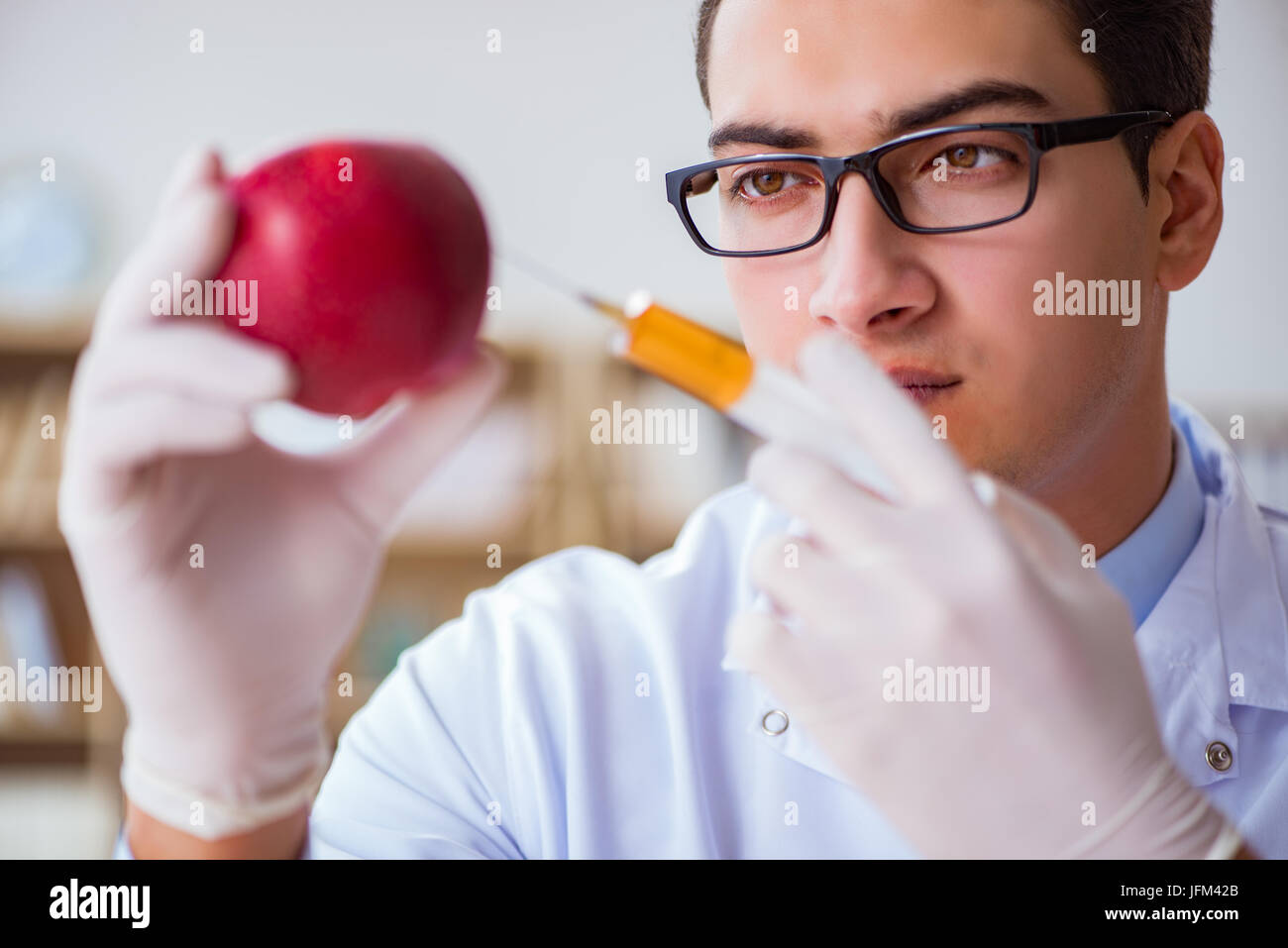 Scientist working on organic fruits and vegetables Stock Photo - Alamy