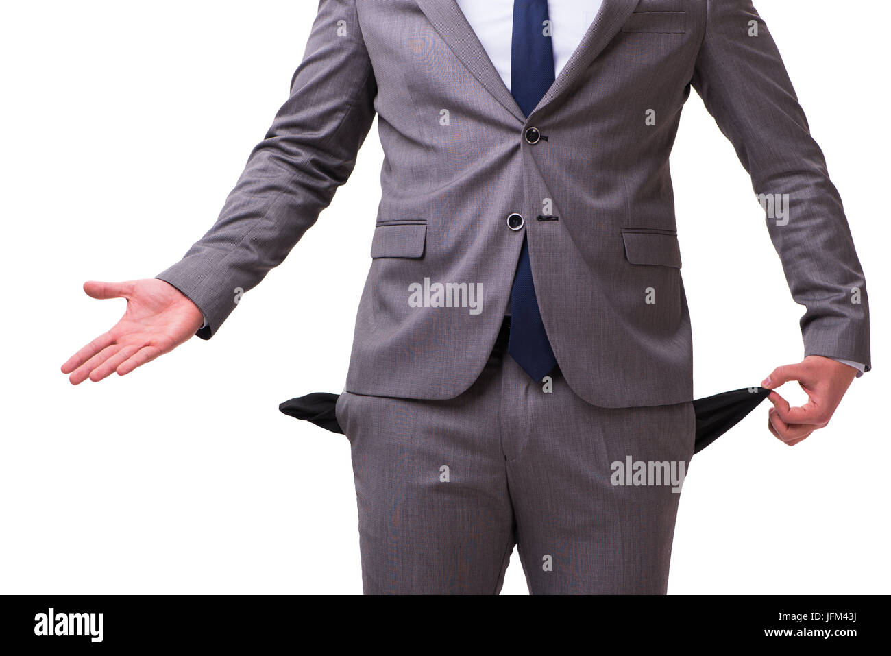 Bankrupt businessman isolated on white background Stock Photo - Alamy