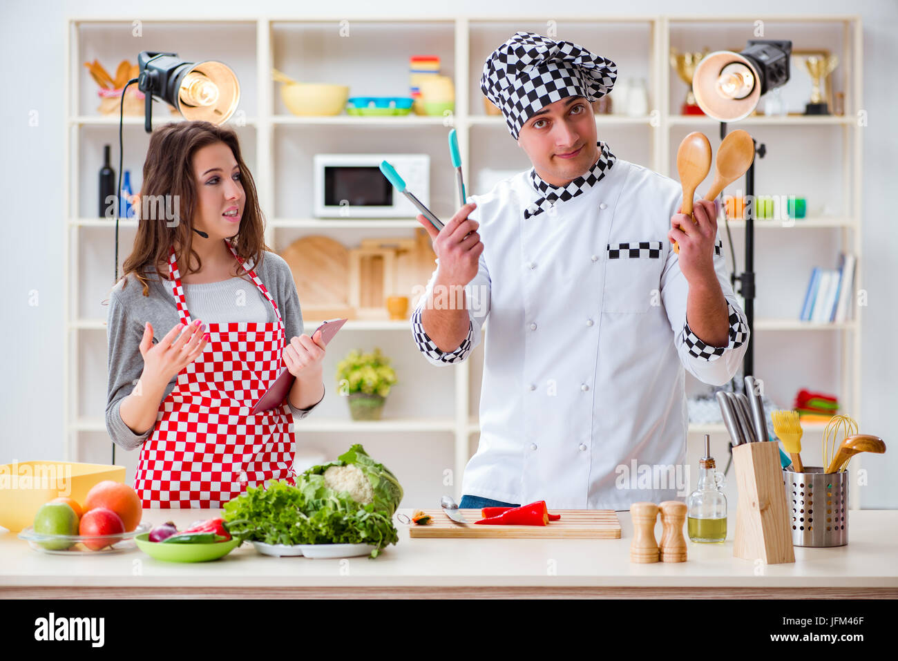 Food cooking tv show in the studio Stock Photo - Alamy