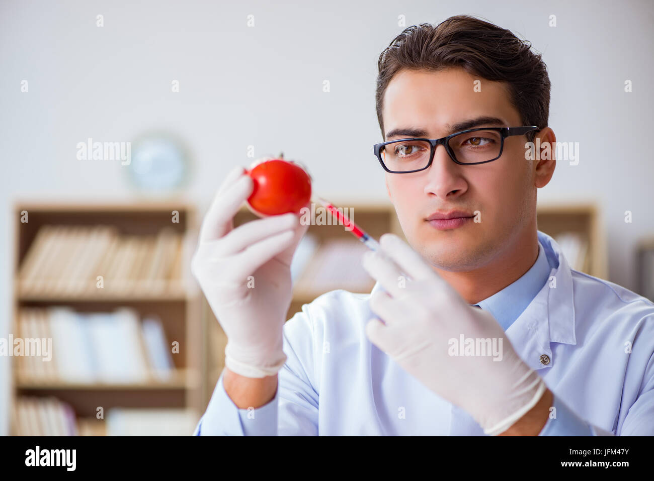 Scientist working on organic fruits and vegetables Stock Photo - Alamy