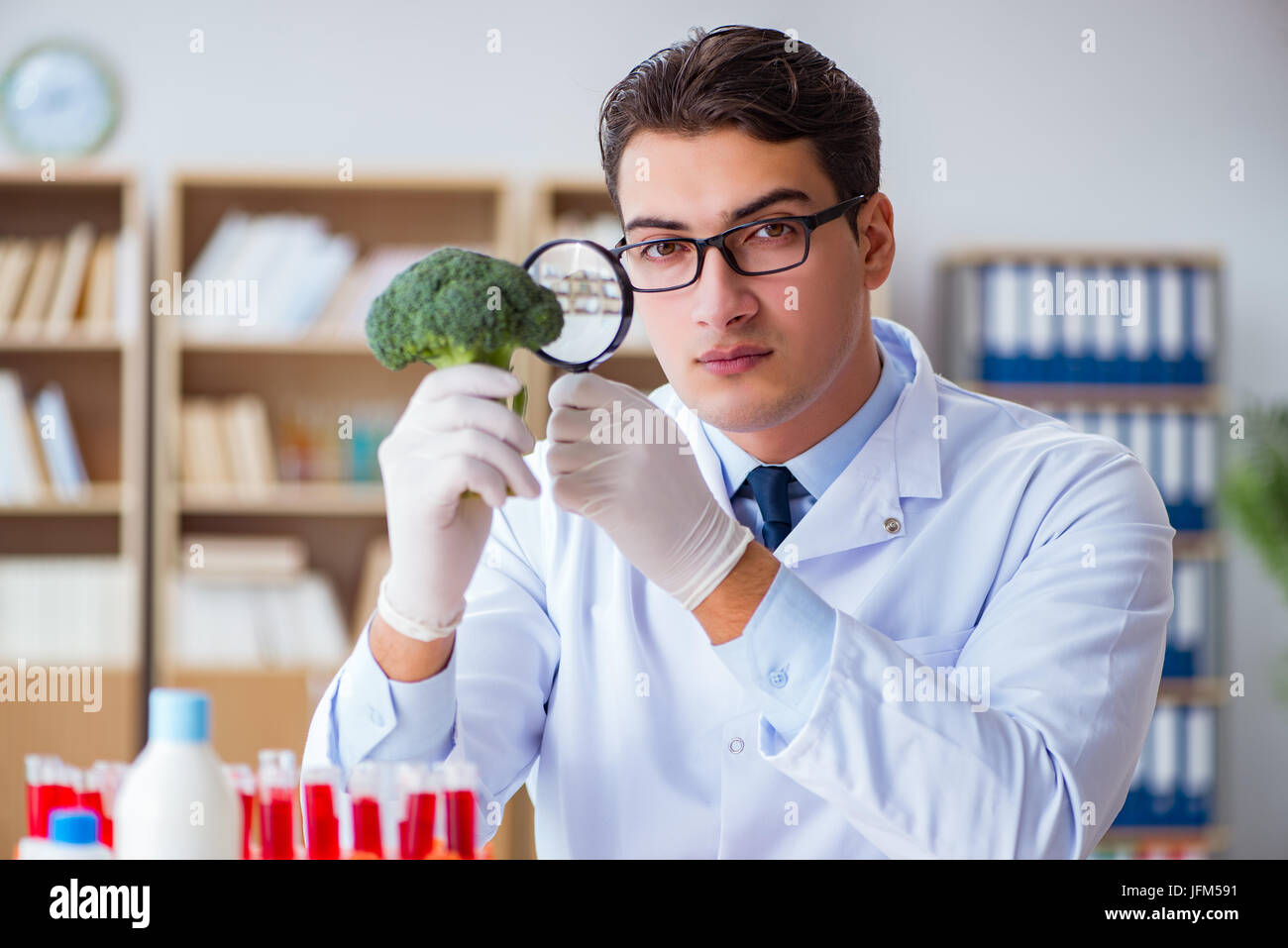 Scientist working on organic fruits and vegetables Stock Photo - Alamy