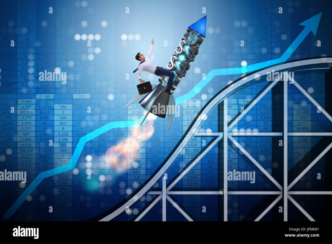 Business man ride rocket hi-res stock photography and images - Alamy