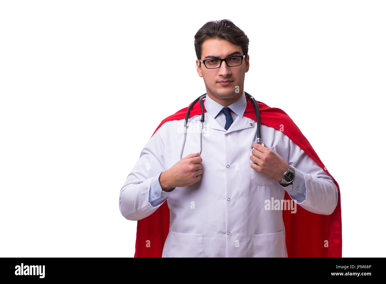 Super hero doctor isolated on white Stock Photo - Alamy