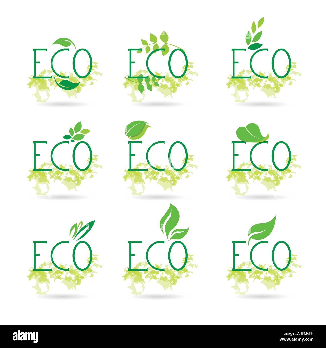 Eco Friendly Organic Natural Bio Product Web Icon Set Green Logo ...