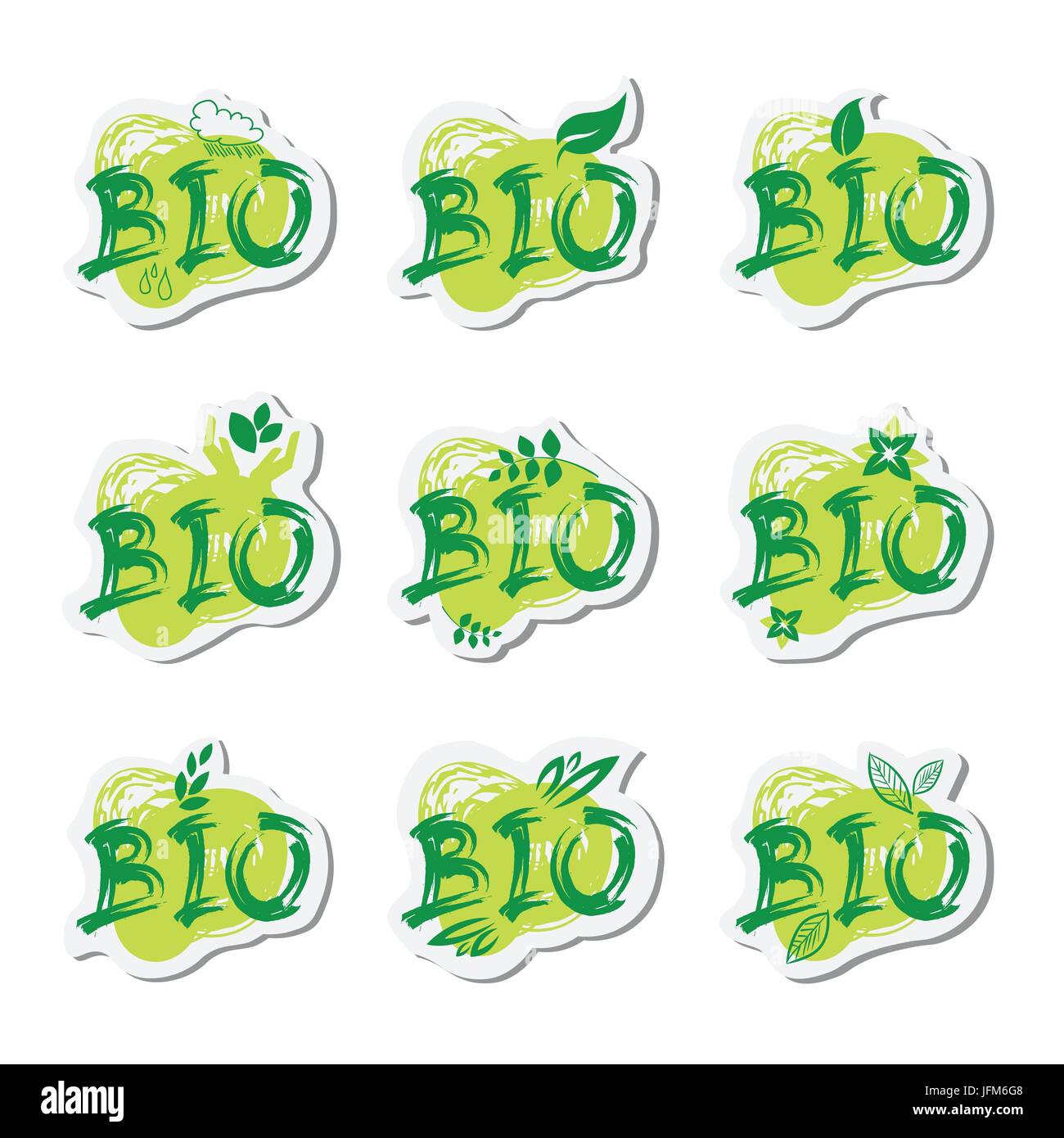 Eco Friendly Organic Natural Bio Product Web Icon Set Green Logo ...