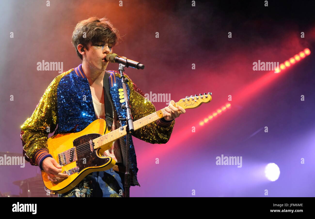 British singer Declan McKenna performing at Glastonbury Festival Day 5 ...