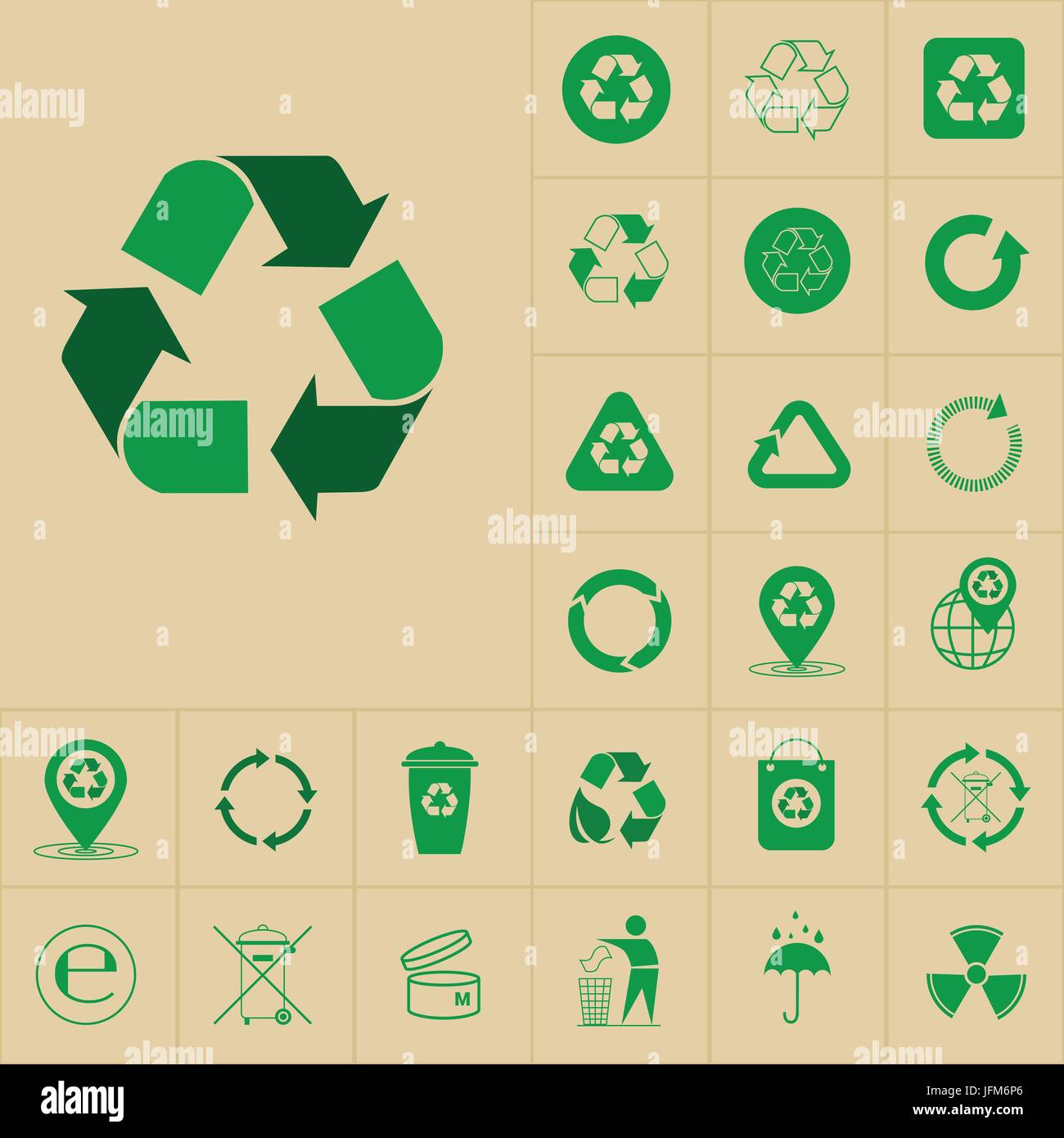 Recycle Waste Symbol Green Arrows Logo Set Web Icon Collection Stock ...