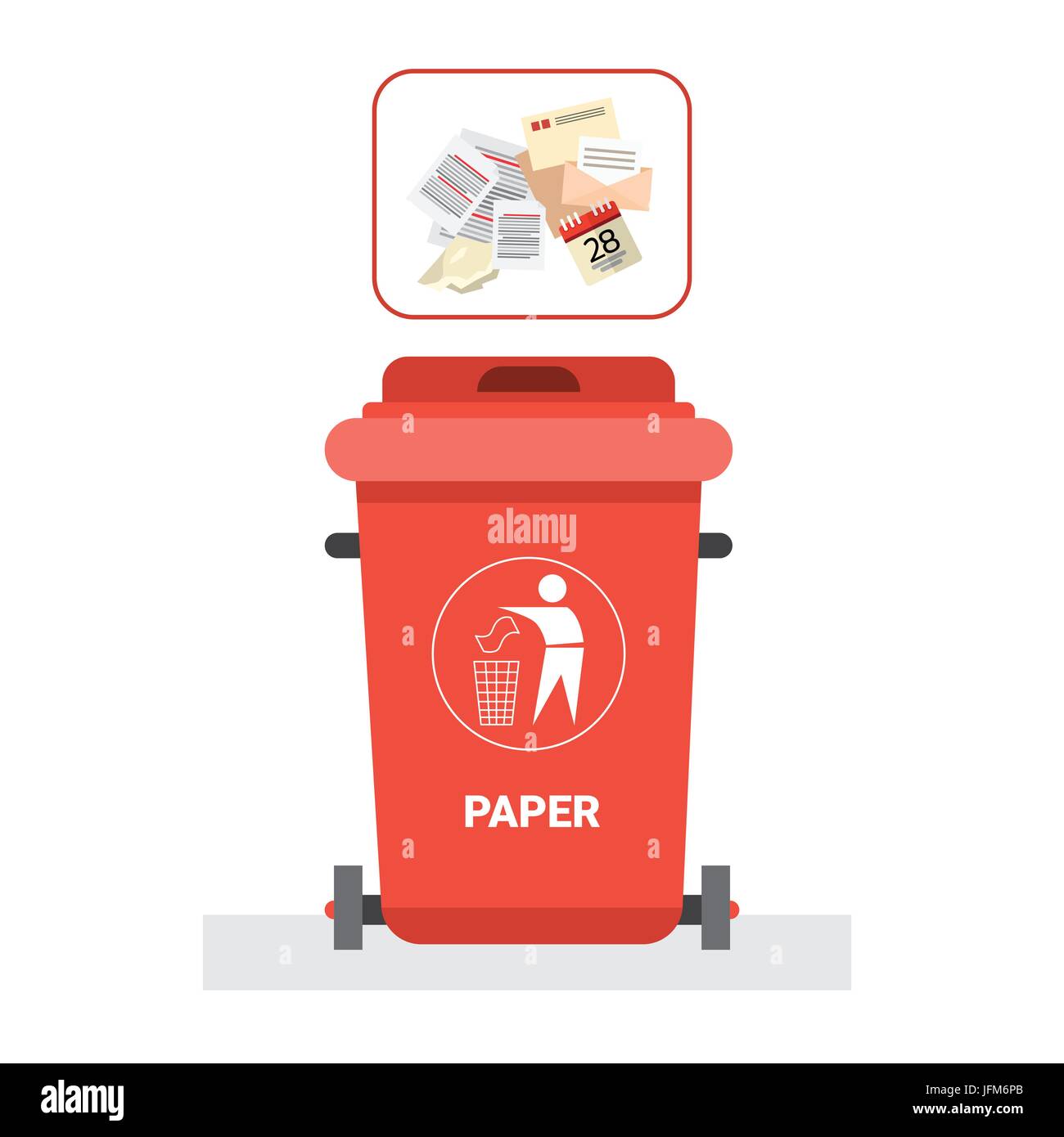 Rubbish Container For Paper Waste Icon Recycle Sorting Garbage Concept ...