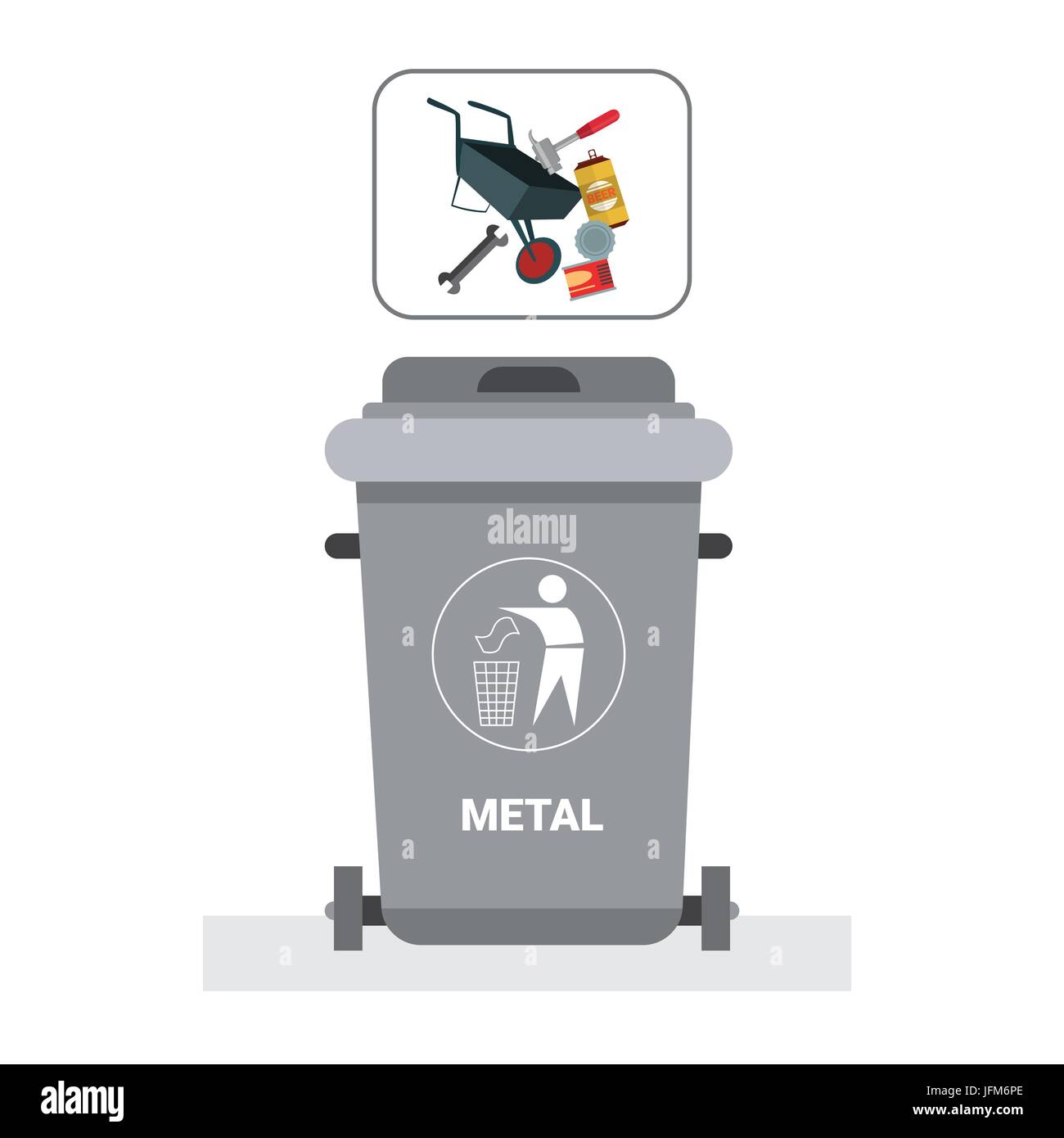 Rubbish Container For Metal Waste Icon Recycle Sorting Garbage Concept ...