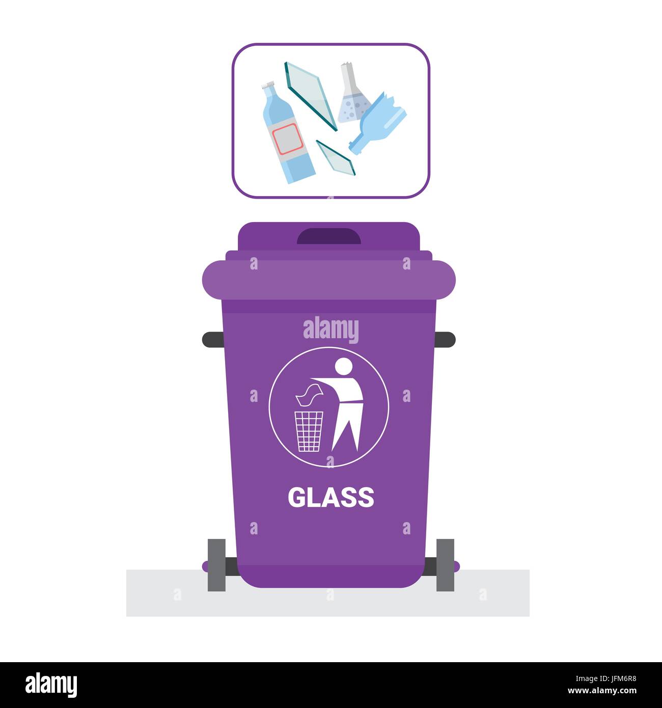 Rubbish Container For Glass Waste Icon Recycle Sorting Garbage Concept ...