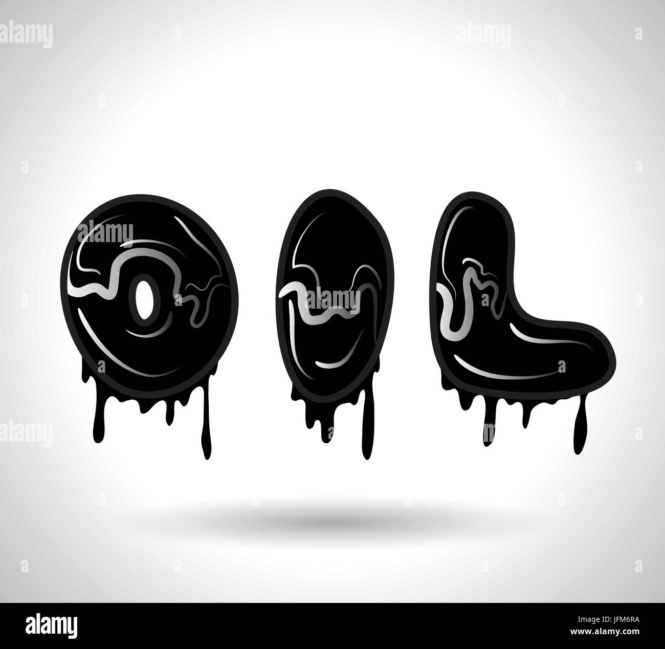 Illustration a word OIL made of dripping oil, black liquid text on ...
