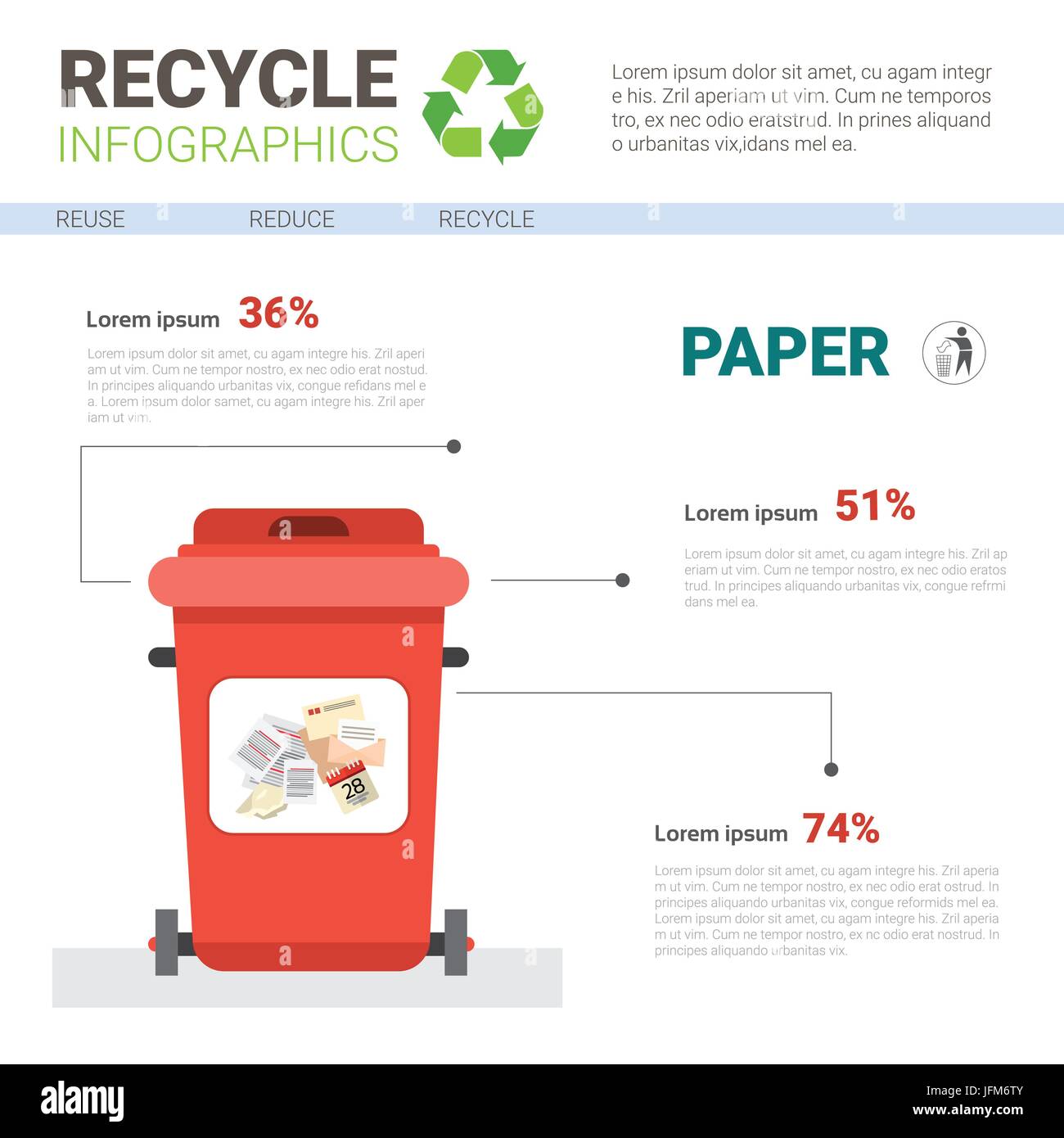 Rubbish Container For Paper Waste Infographic Banner Recycle Sorting ...