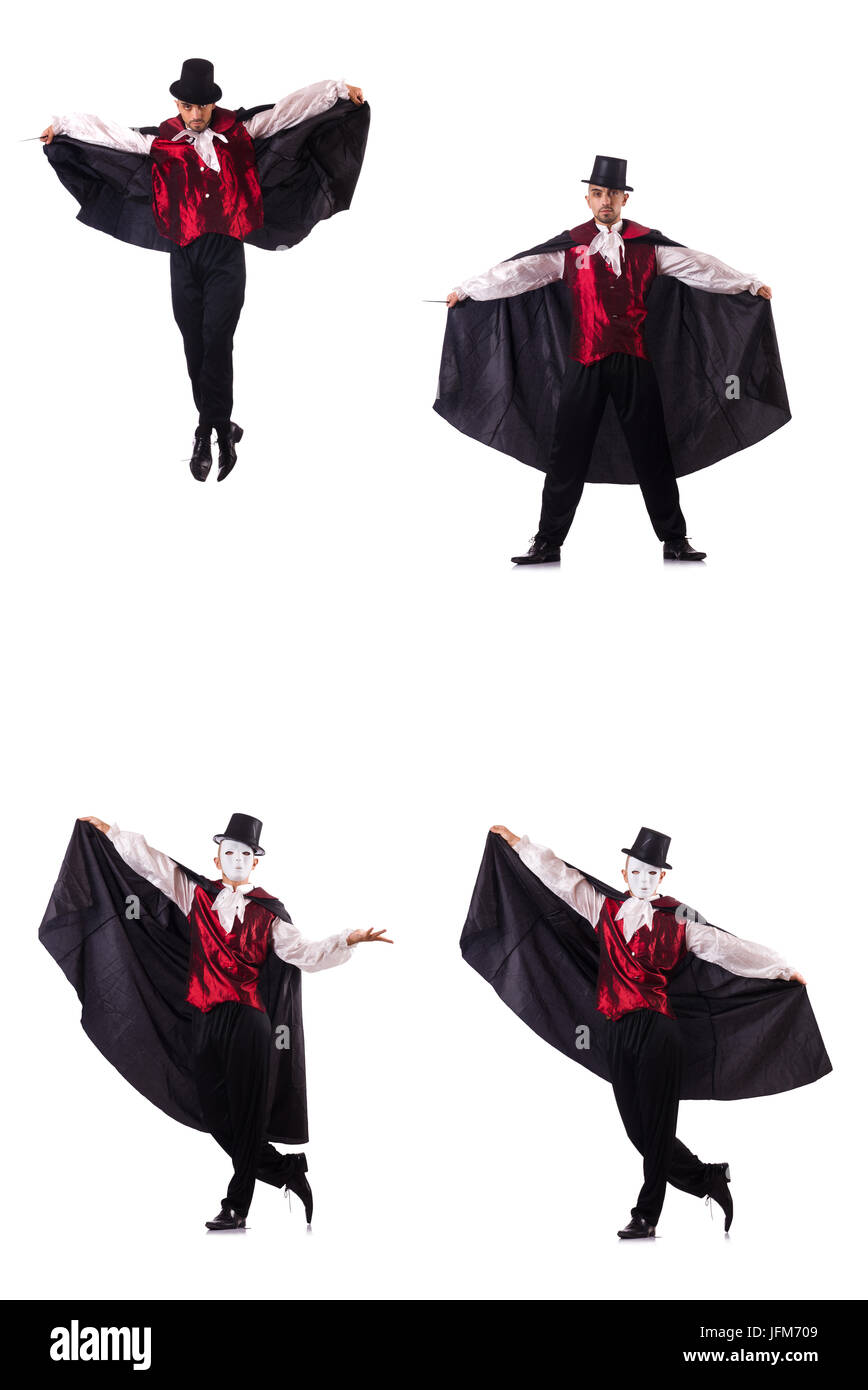 Man magician isolated on white Stock Photo - Alamy