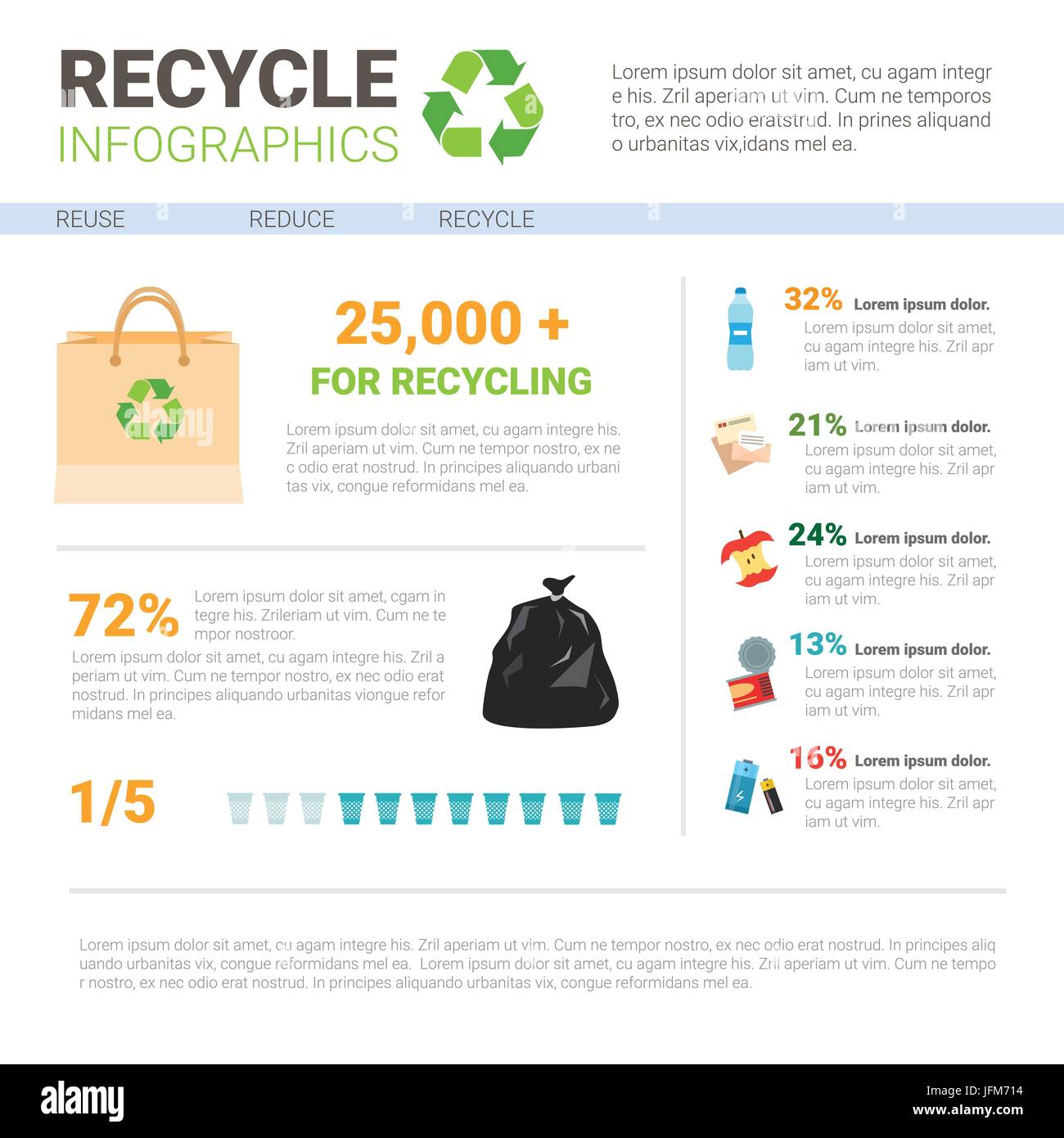 Recycle Infographic Banner Waste Gathering Sorting Garbage Concept ...