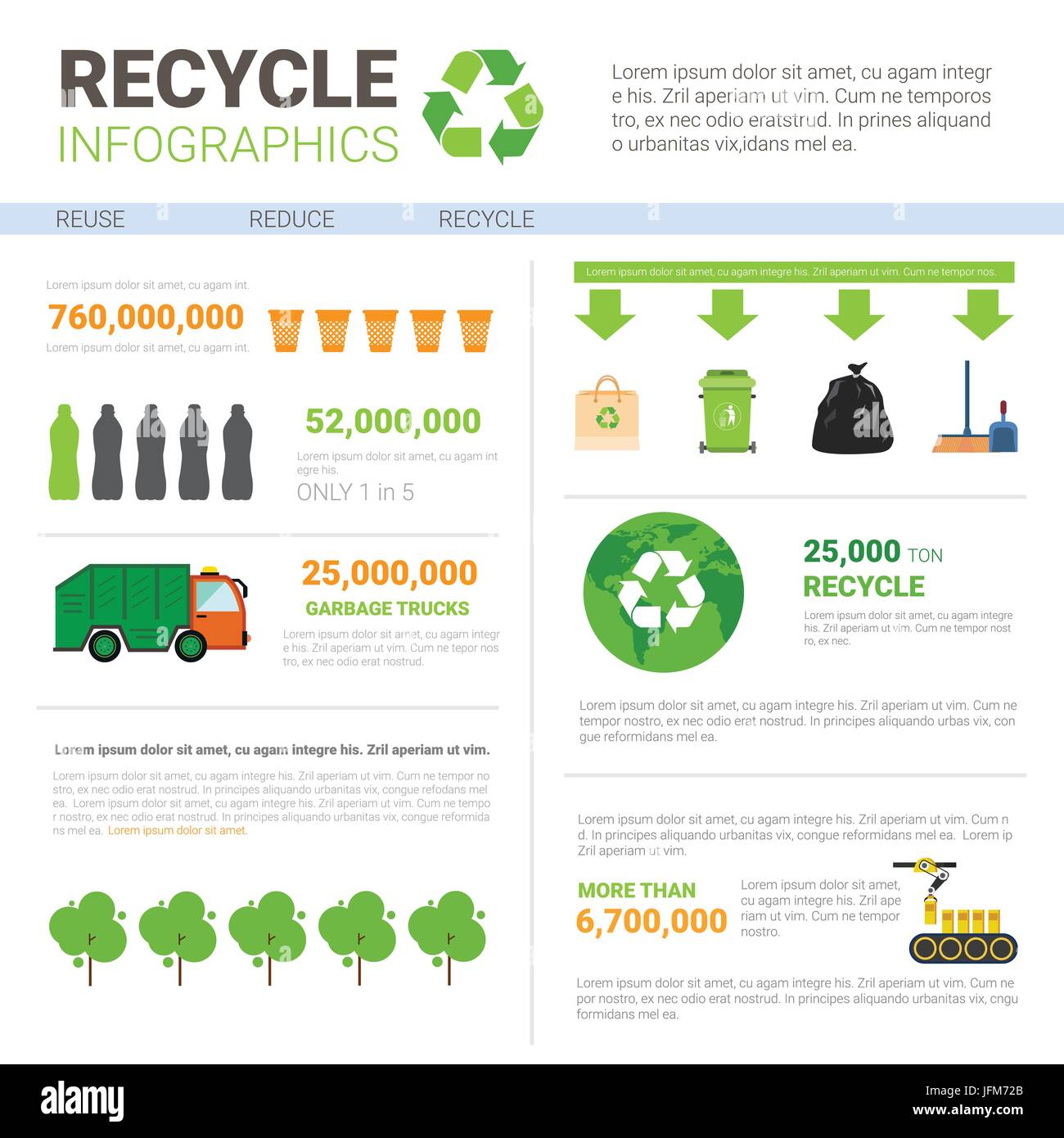 Recycle Infographic Banner Waste Truck Transportation Sorting Garbage ...