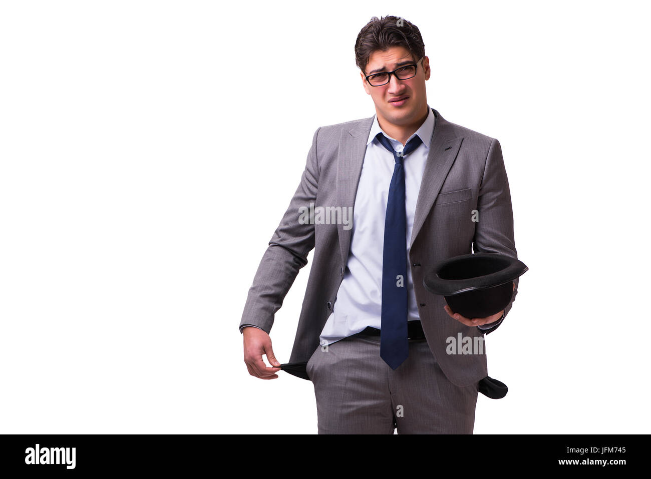 Bankrupt businessman isolated on white background Stock Photo - Alamy