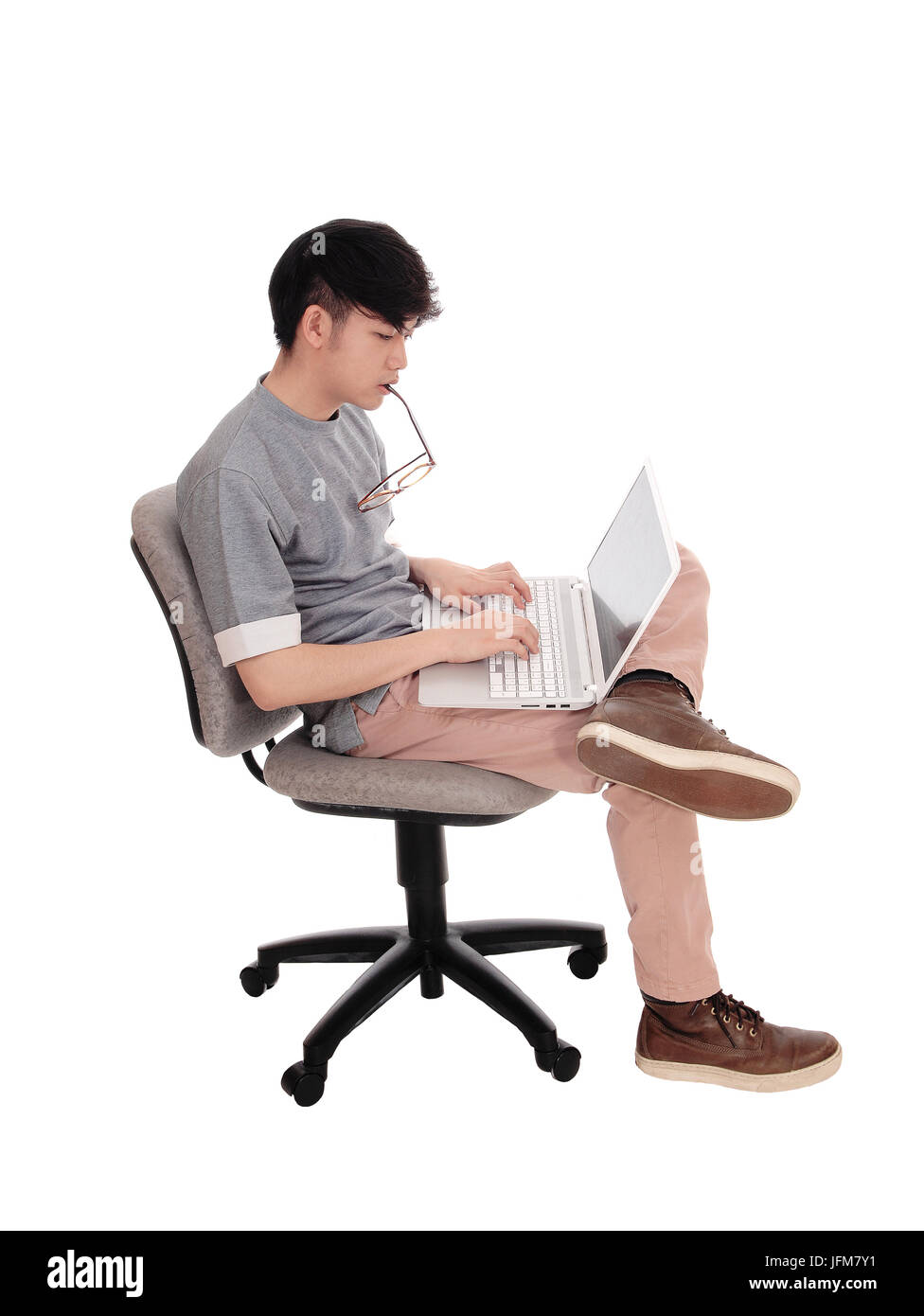 Business laptop man typing Cut Out Stock Images & Pictures - Alamy