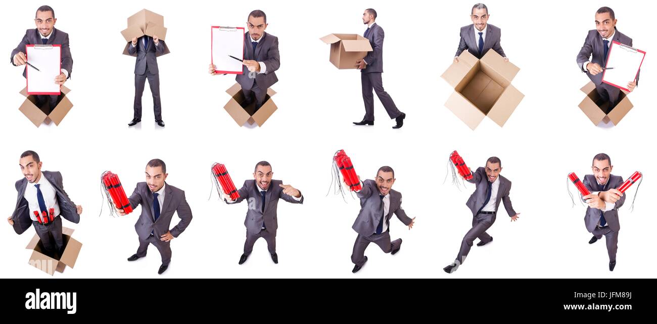 Man thinking standing boxes hi-res stock photography and images - Alamy