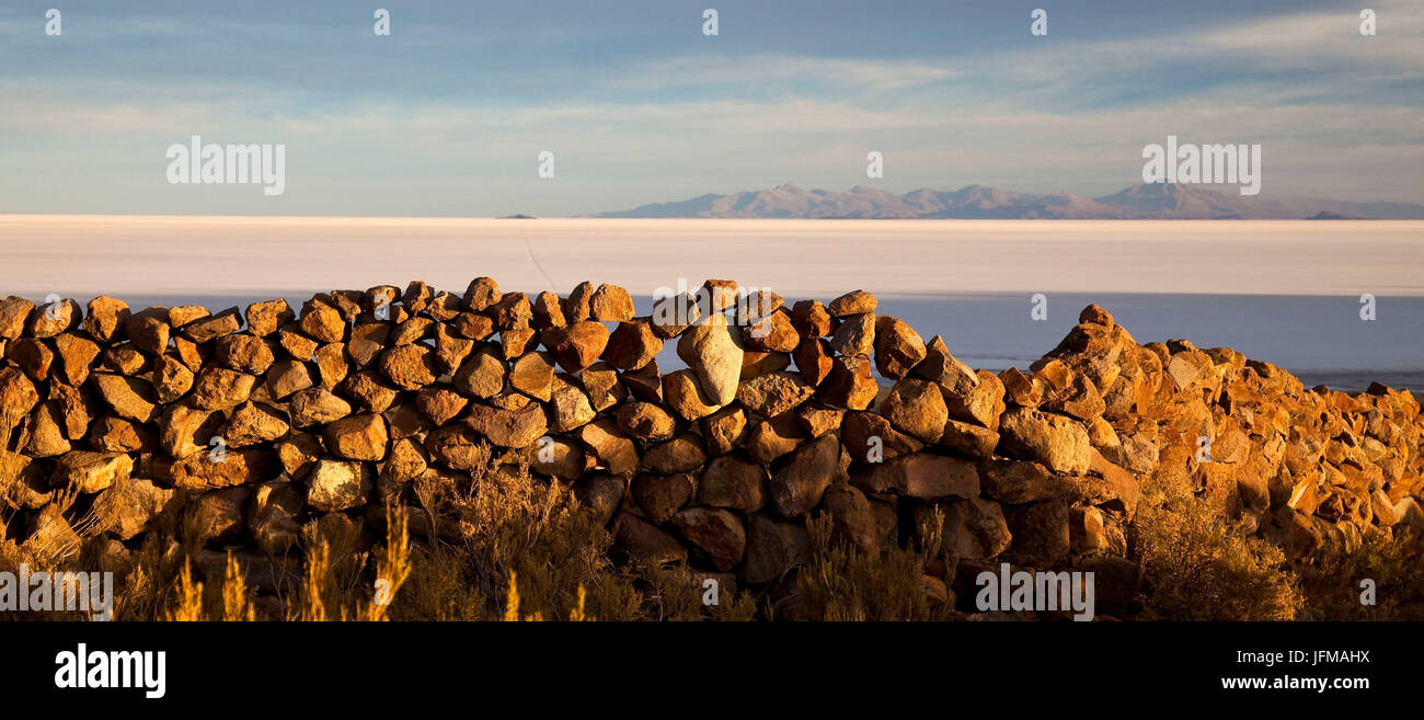 A rocky wall in Tahua, a small village by the Salar de Uyuni and ...