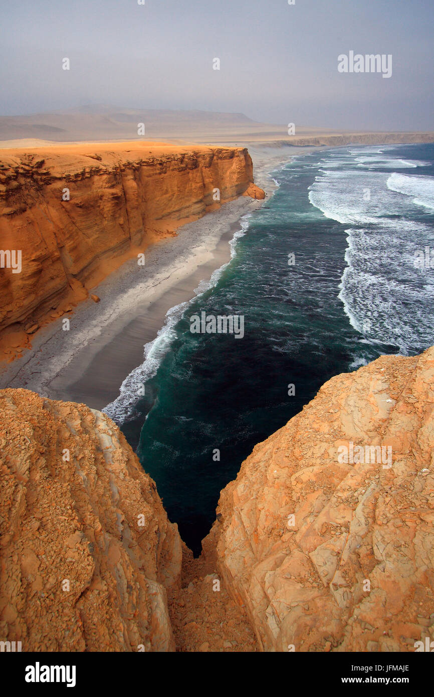 the high reefs of the Paracas peninsula on the coast of Peru diving in ...