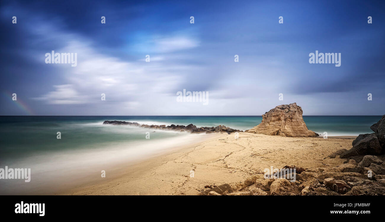Tropea, Calabria, Italy, Long exposure during a storm with rainbow ...
