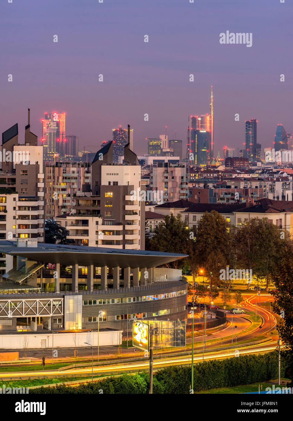 Milan, Lombardy, Italy, Cityscape from Monte Stella, St. Siro district ...