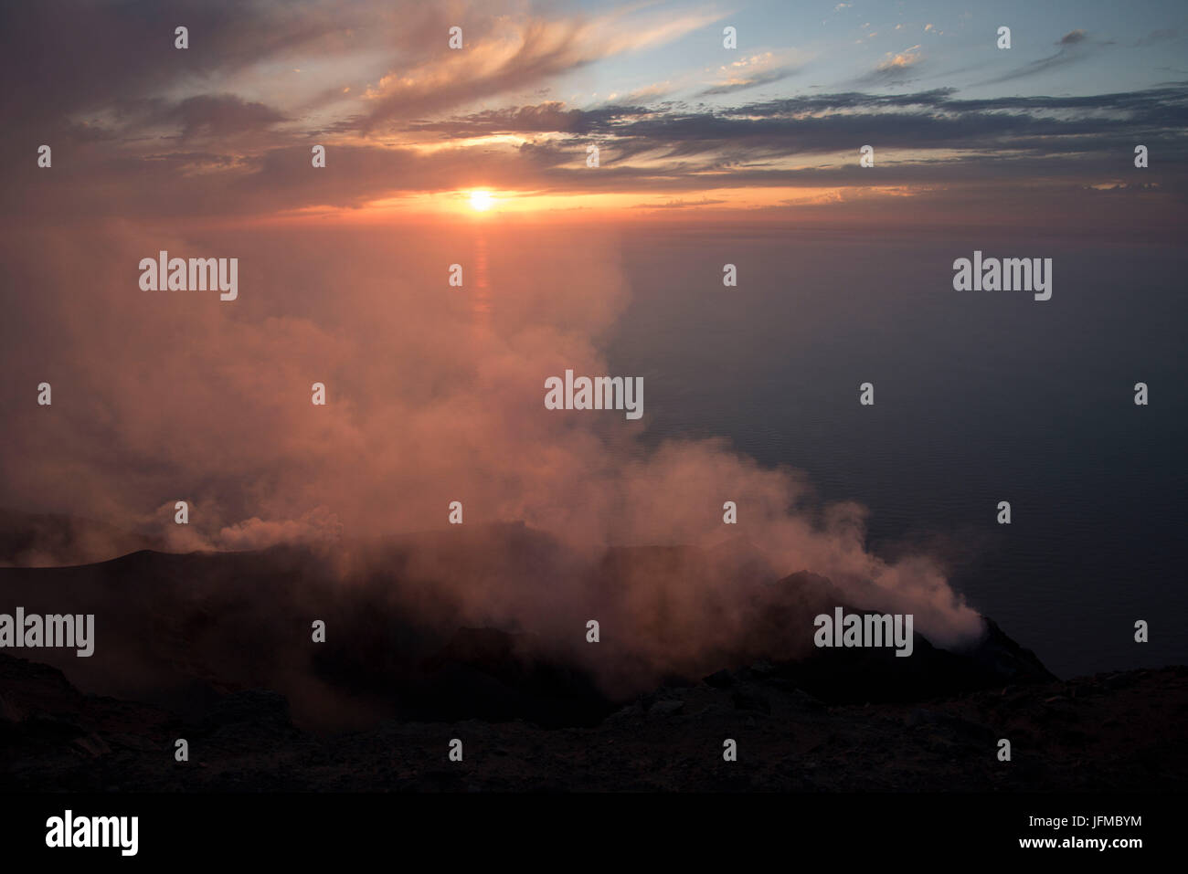 Summit of the volcano, Stromboli island, Messina, Sicily, Italy, The ...