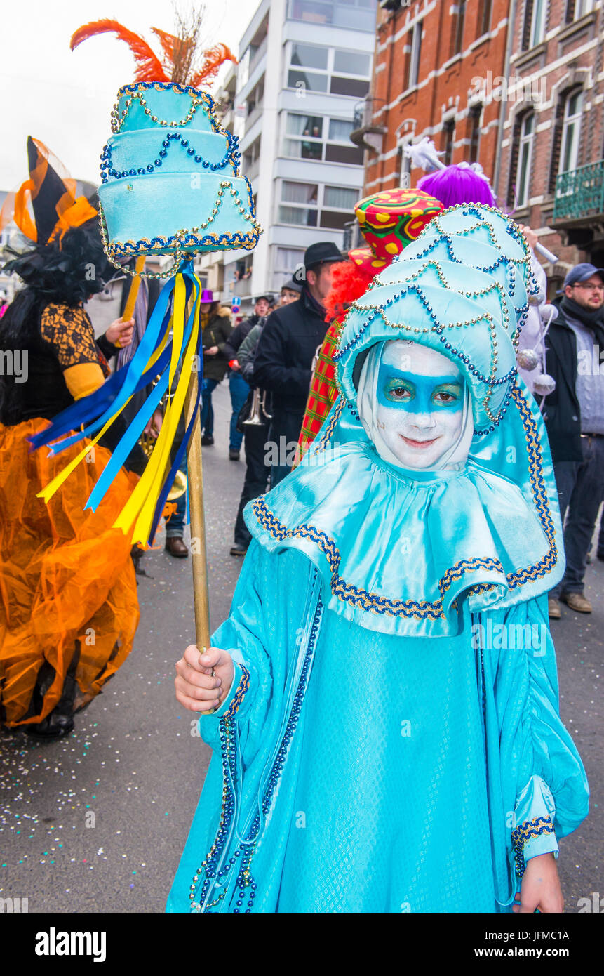 BINCHE , BELGIUM - FEB 26 : Participant in the Binche Carnival in ...