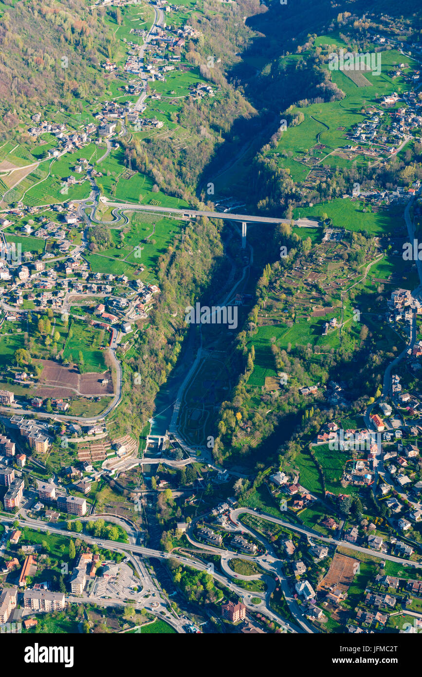 Aerial view of Aosta city, Aosta Valley, Italy, Europe Stock Photo - Alamy