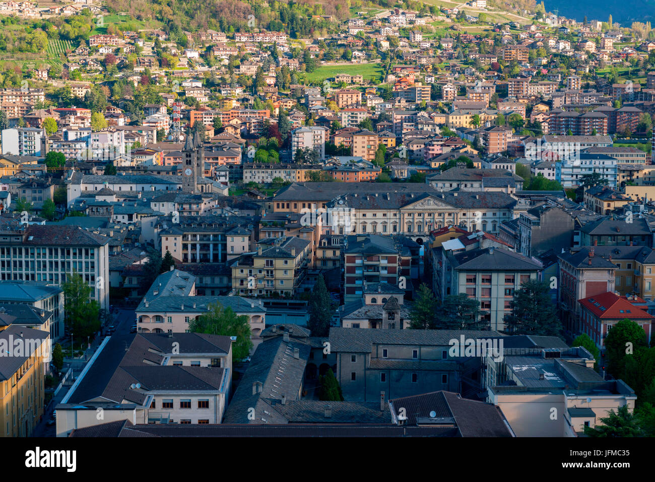 Aerial view of Aosta city, Aosta Valley, Italy, Europe Stock Photo - Alamy