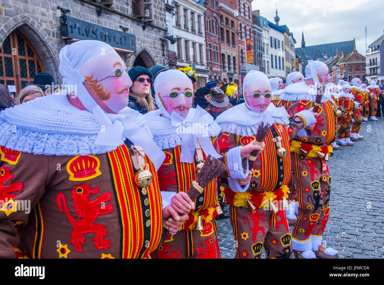 BINCHE , BELGIUM - FEB 26 : Participants in the Binche Carnival in ...