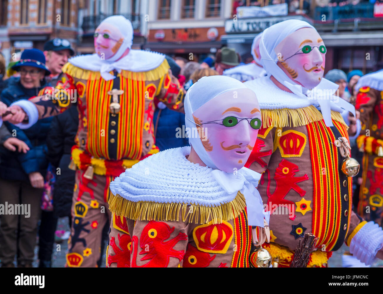 BINCHE , BELGIUM - FEB 26 : Participants in the Binche Carnival in ...
