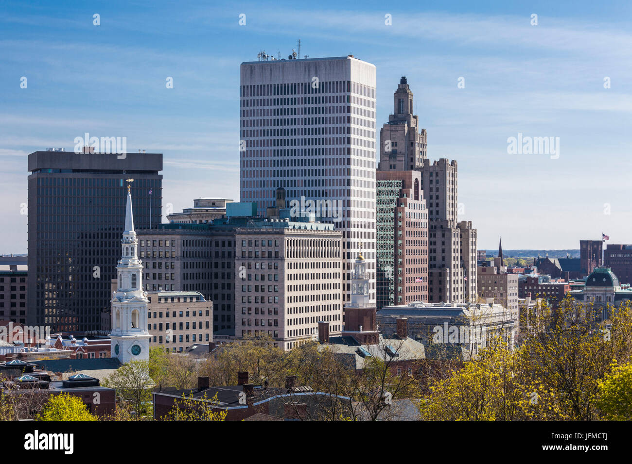 USA, Rhode Island, Providence, city skyline from Prospect Terrace Park ...