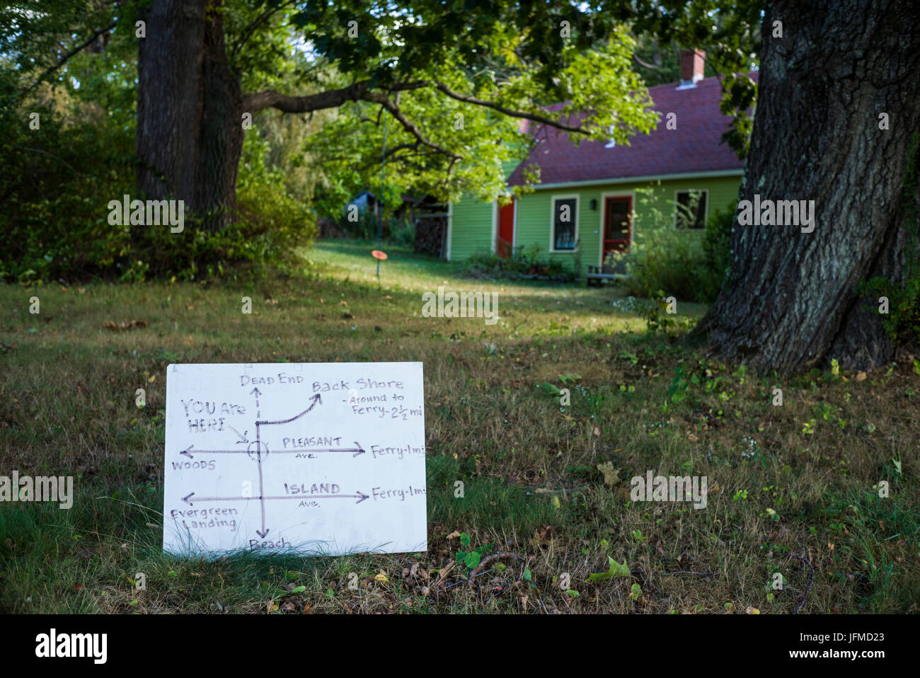 USA, Maine, Portland, Casco Bay, Peaks Island, street sign Stock Photo ...