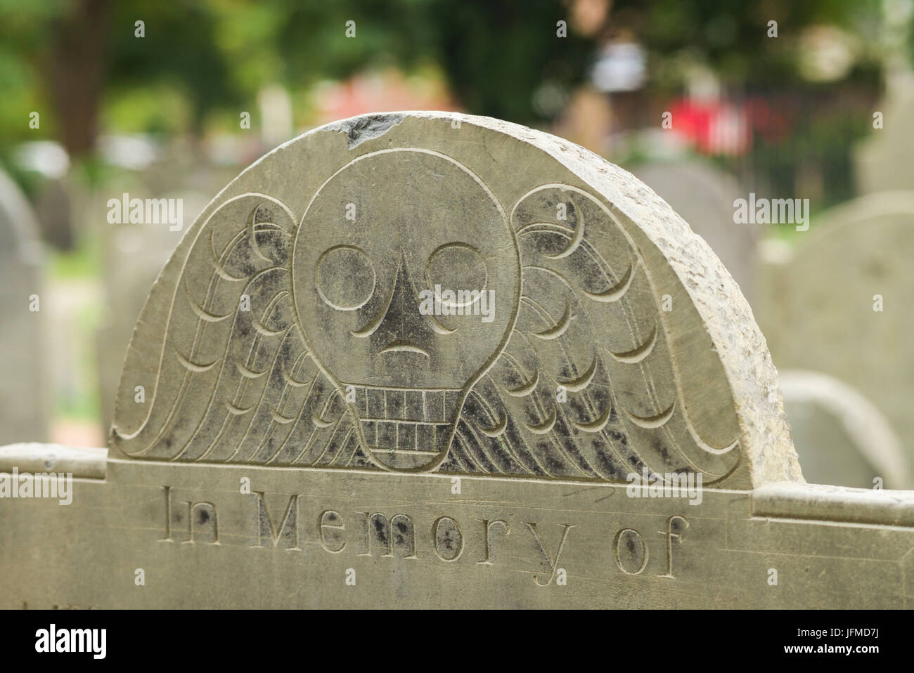 USA, Massachusetts, Salem, Old Burying Point Cemetery, gravestone ...