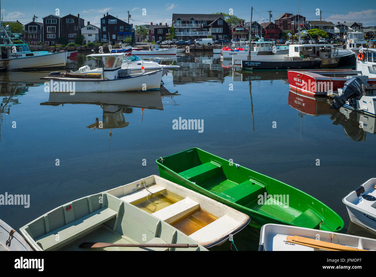USA, Massachusetts, Cape Ann, Rockport, Rockport Harbor, boats Stock ...