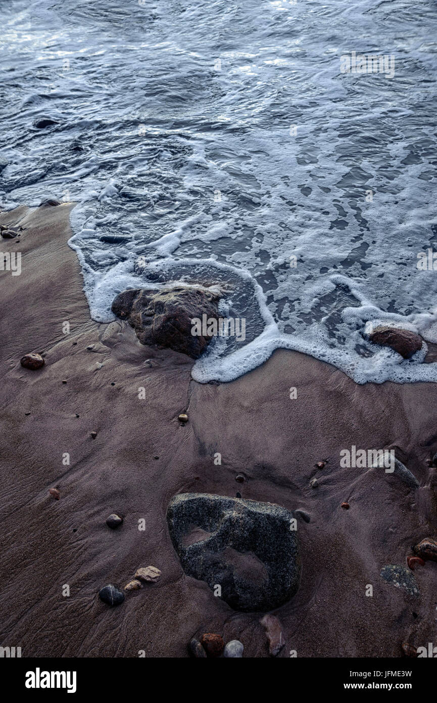 Natural Science, Wave and stone, splash Stock Photo - Alamy