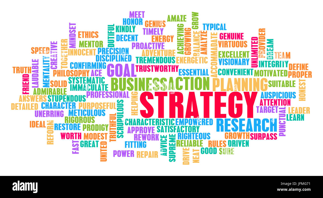 Strategy Word Cloud Concept on White Stock Photo - Alamy