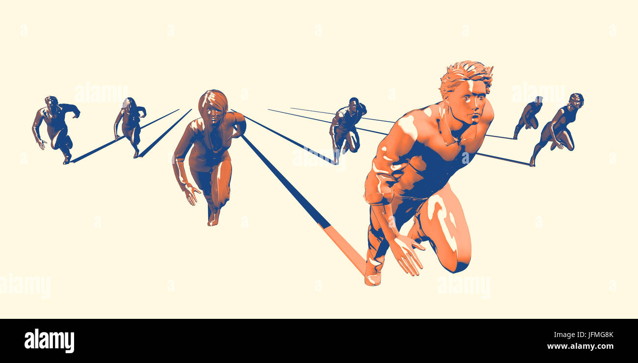 Businessmen and Businesswomen Competing in Race Concept Art Stock Photo ...