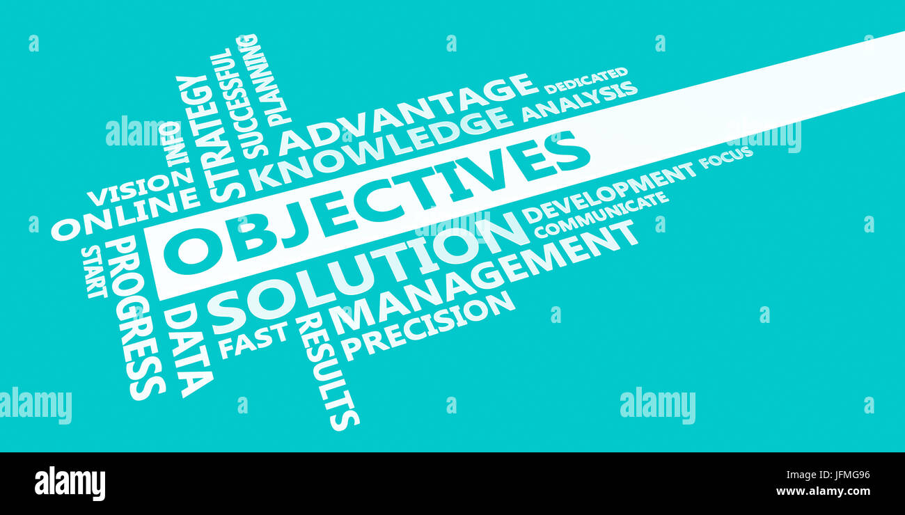 Objectives Presentation Background in Blue and White Stock Photo - Alamy