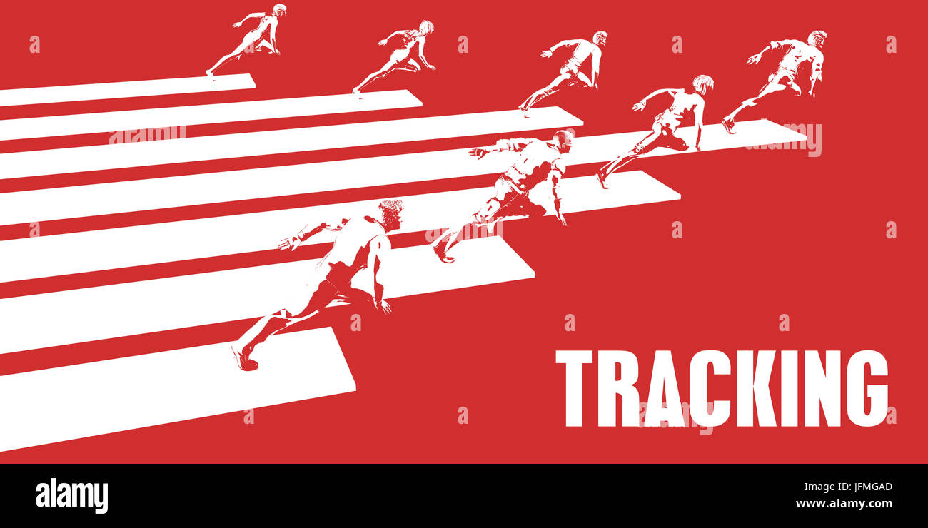 Tracking with Business People Running in a Path Stock Photo - Alamy