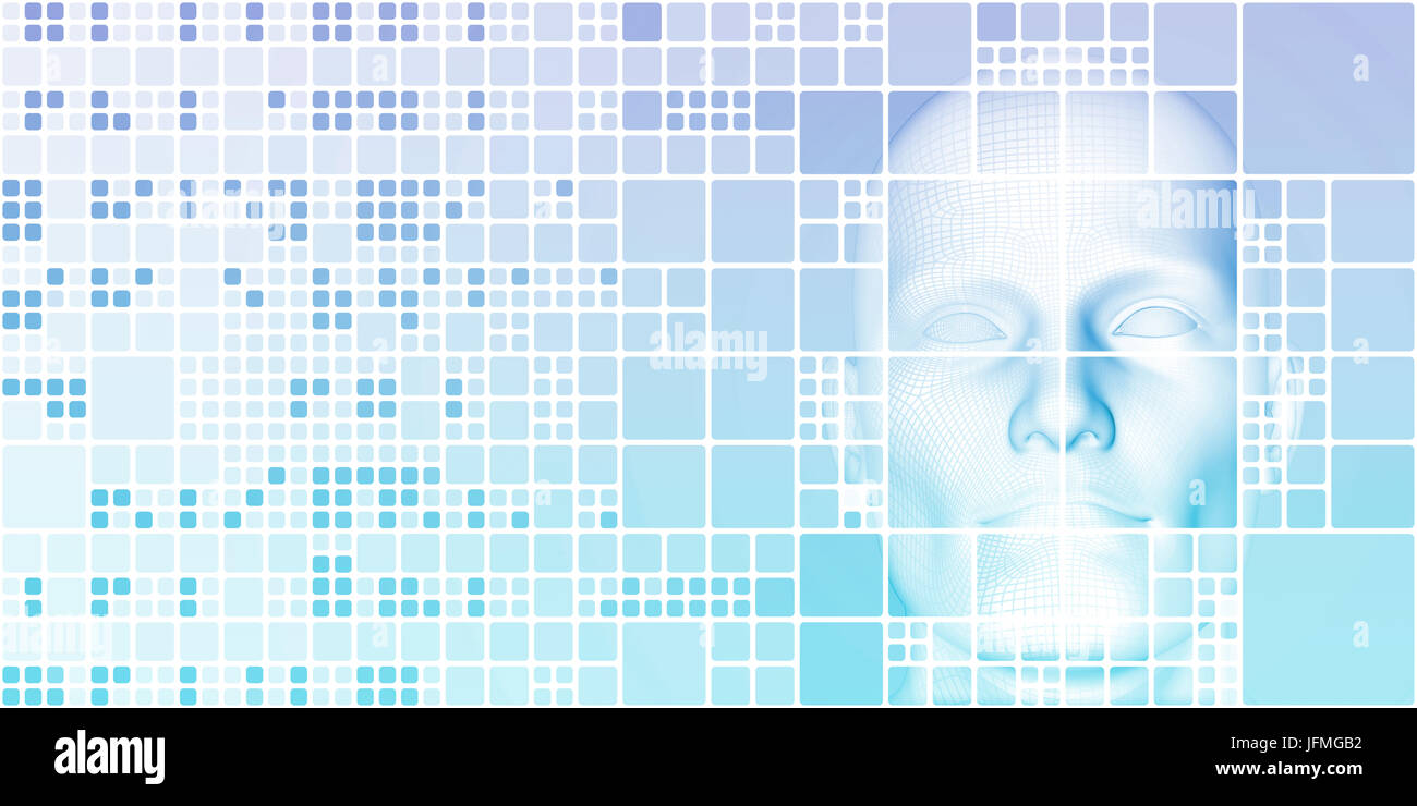 Artificial Intelligence Head on a Digital Background Art Stock Photo ...