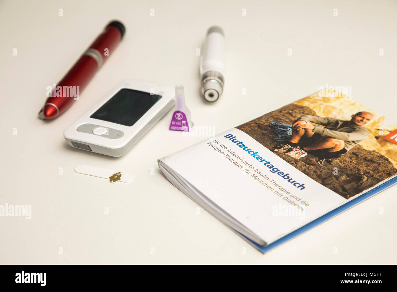 Diabetes, medical equipment, left blood glucose meter, test strip ...