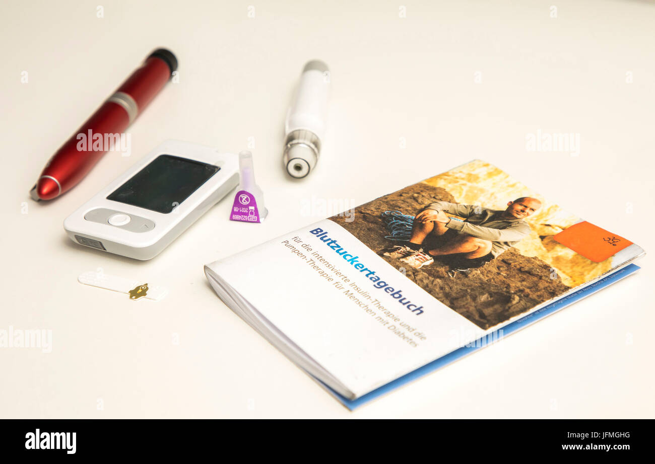 Diabetes, medical equipment, left blood glucose meter, test strip ...