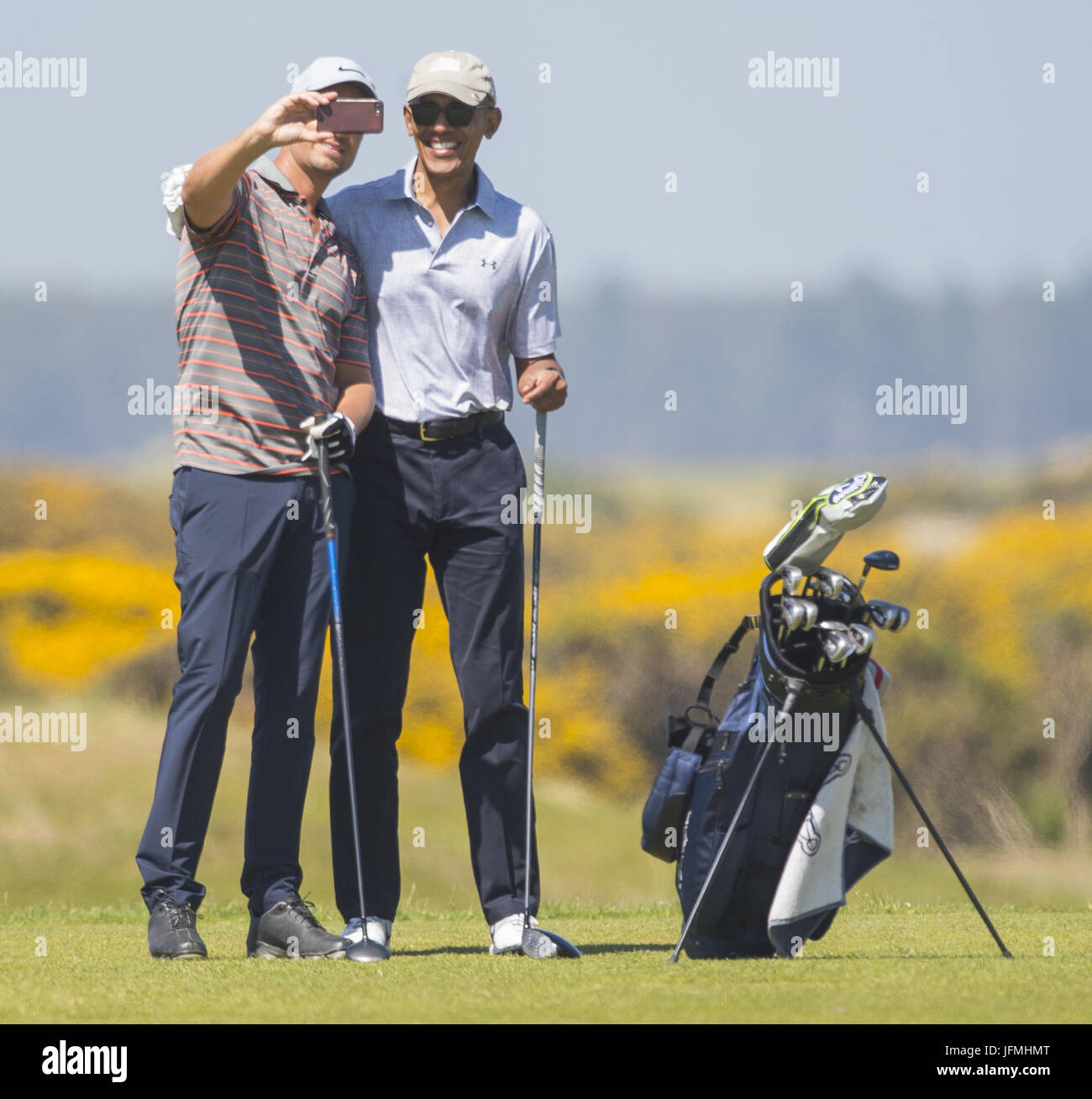 Former U.S. President Barack Obama plays a round of gold on the ...