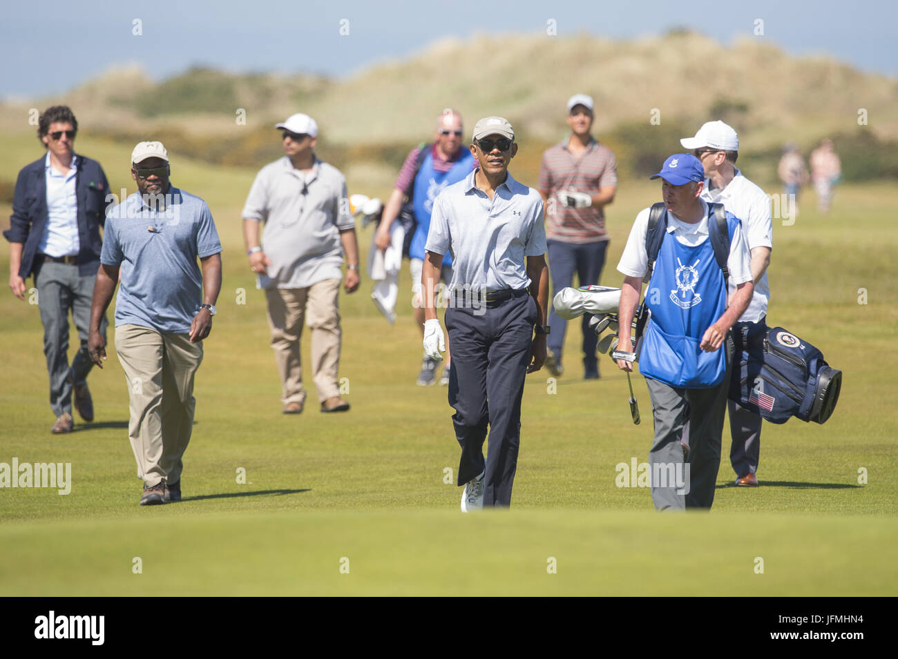 Former U.S. President Barack Obama plays a round of gold on the ...
