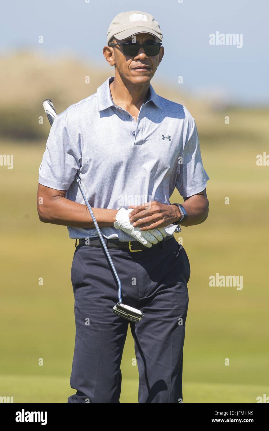 Former U.S. President Barack Obama plays a round of gold on the ...
